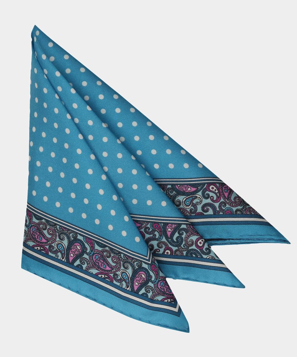Polka Dots Silk Print - Pacific Blue - Mond