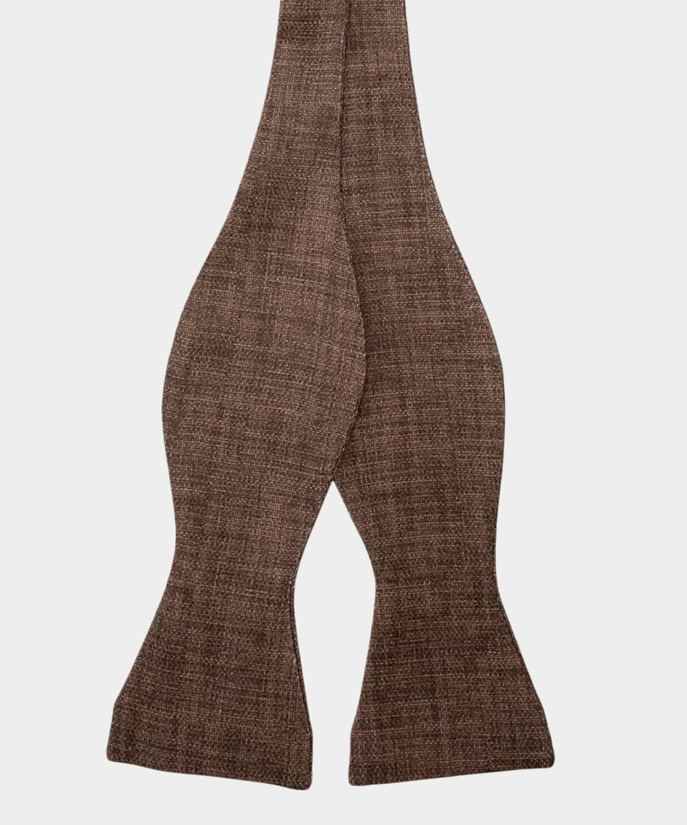 Silk Bow Tie - In A Mocha Brown Panama Weave - Mond