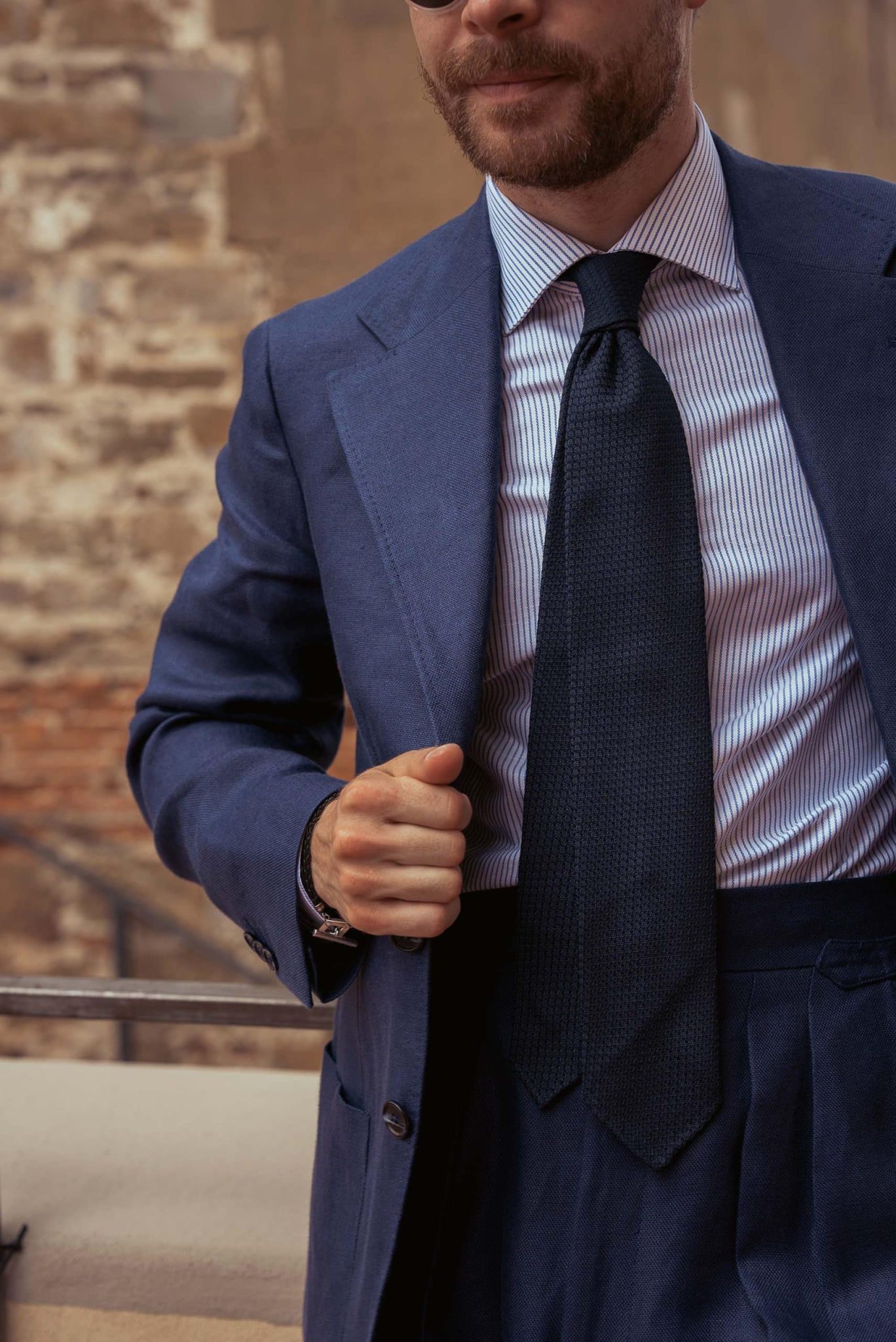 Blue Linen Suit In Irish Linen - Mond - Mond