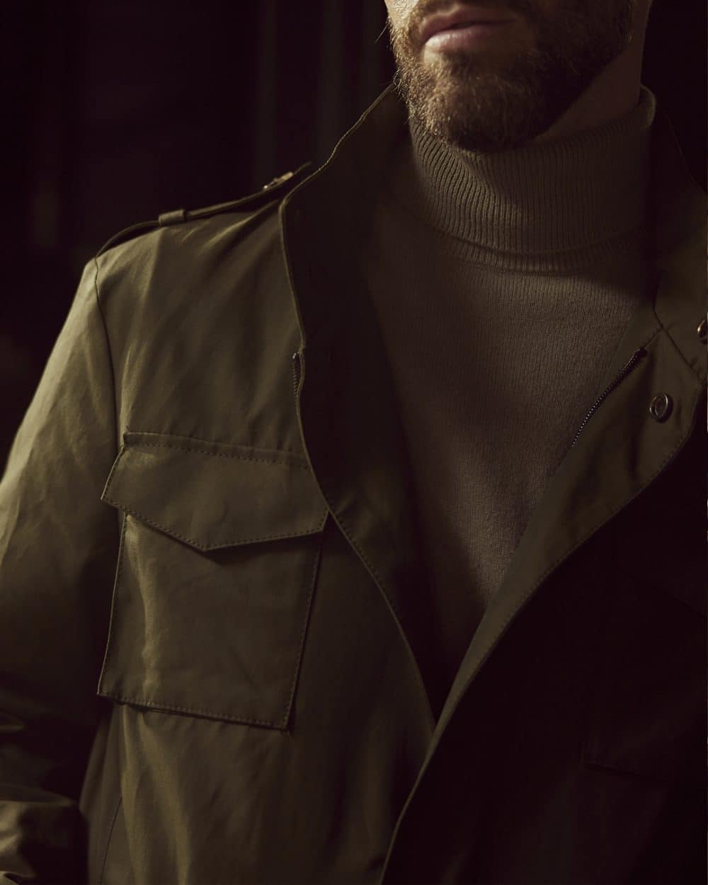 Men's Spring Jacket - Olive Rain Repellent Field Jacket - Mond