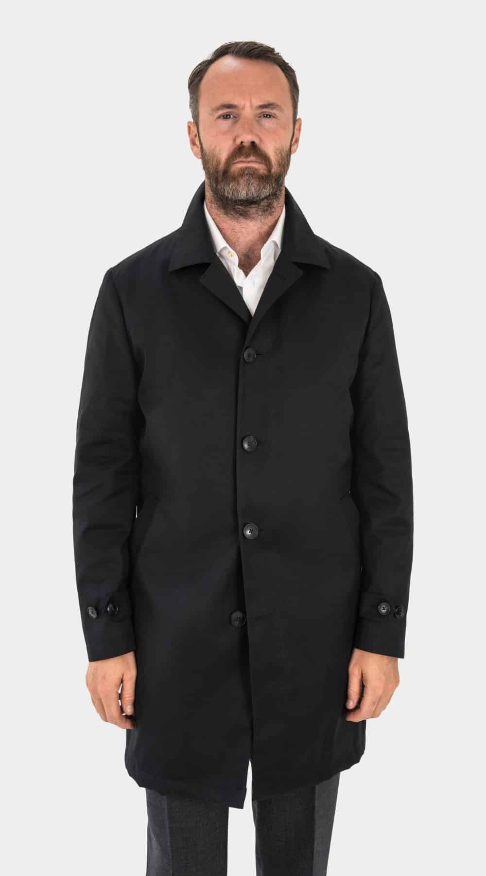 Black Twill Rain Repellent Car Coat - Mond