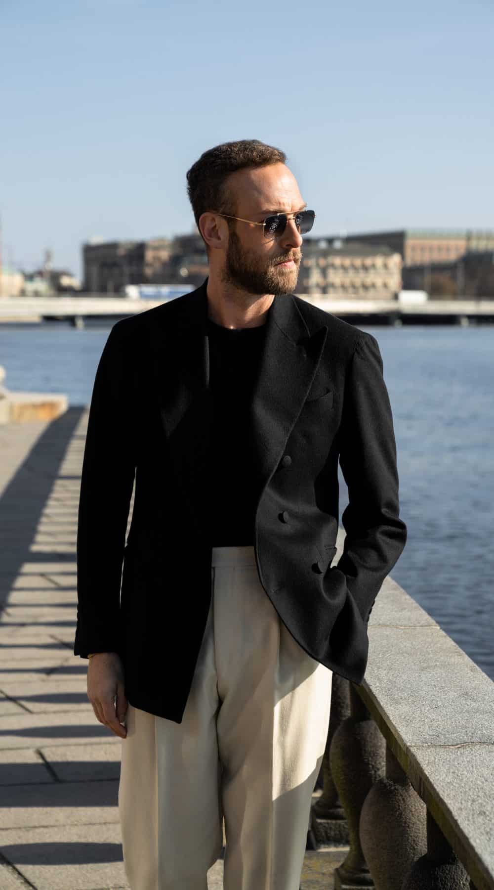 Black Doeskin Sports Jacket - Luxury Cloth & Tailored - MOND - Mond